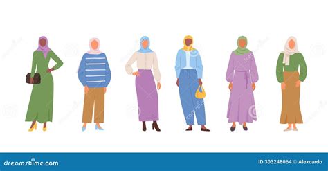 Mujer Musulmana Con Hiyab Caricatura De Personajes Minimalistas En