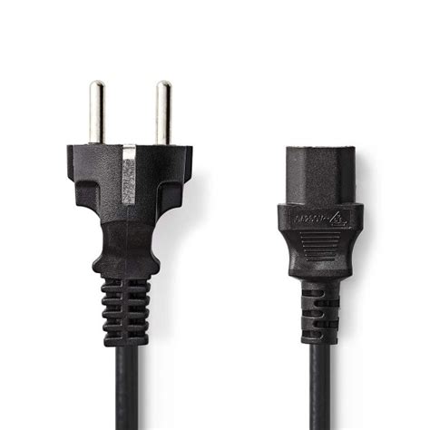 Power Cable Schuko Male IEC C M Black
