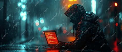 premium photo an attacker hacks a laptop and attacks a computers