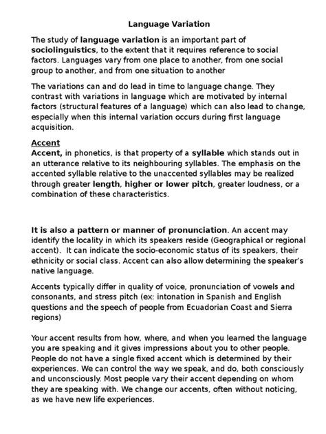 Intro Language Variation Pdf Dialect English Language