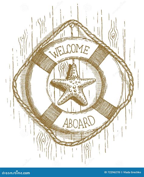 Lifebuoy Drawn By Hand On The White Background Stock Vector