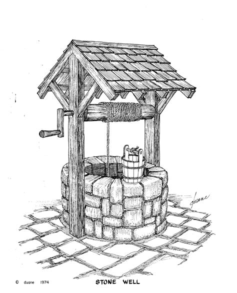 Vintage Hand Dug Water Well With Hand Crank And Water Bucket