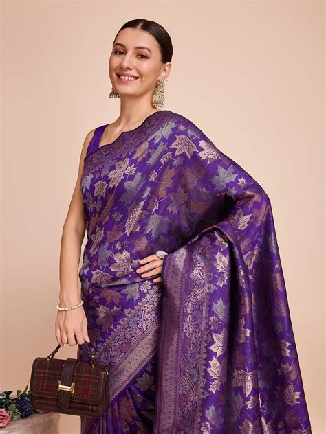 Buy Purple Silk Saree With Blouse Piece Online Karagiri