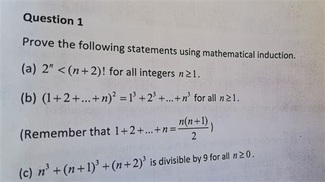 Solved Question 1 Prove The Following Statements Using