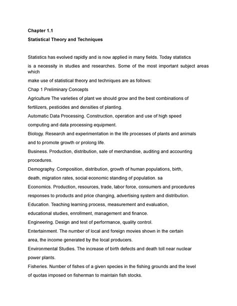 Statistical Theory And Techniques Chapter 1 Statistical Theory And