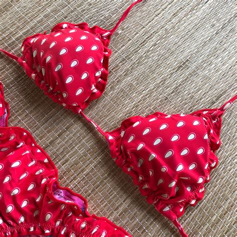 Biquini Ripple Dupla Face Vermelho Com Pingos Dondoca Moda Feminina