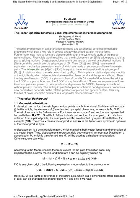 Pdf The Planar Spherical Kinematic Bond Implementation In Parallel