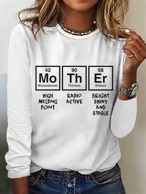 Womens Mother Periodic Table T Shirt Funny Novelty Graphic Simple Crew