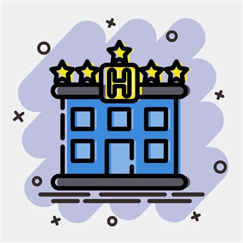 Icono Hotel Edificio Elementos íconos En Cómic Estilo Bueno Para