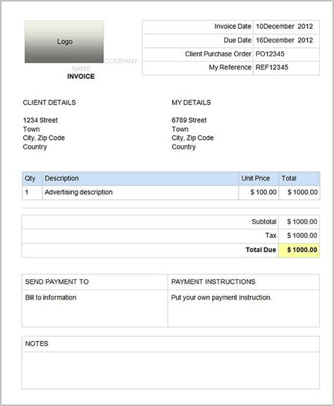 Simple Invoice Template Open Office Guglhosting
