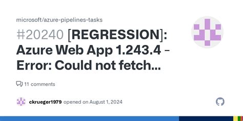 Regression Azure Web App 12434 Error Could Not Fetch Access