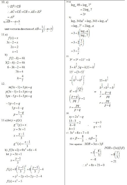 Ashare Spm Additional Mathematics 2016 Paper 1 Answer