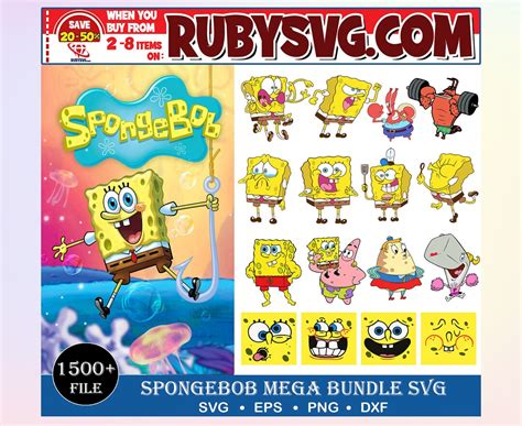 Spongebob Faces Svg Bundle 1500 Files Square Pants Svg Etsy