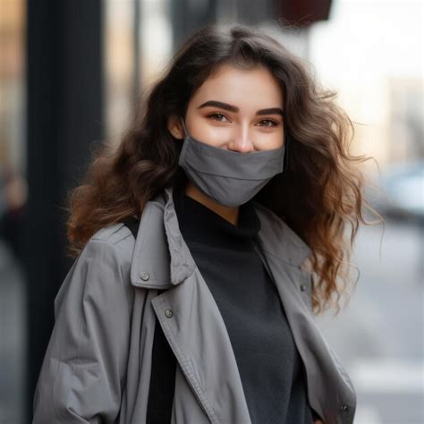 Premium Ai Image A Woman Wearing A Face Mask On The Street