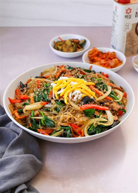 Vegetarian Japchae Korean Glass Noodles