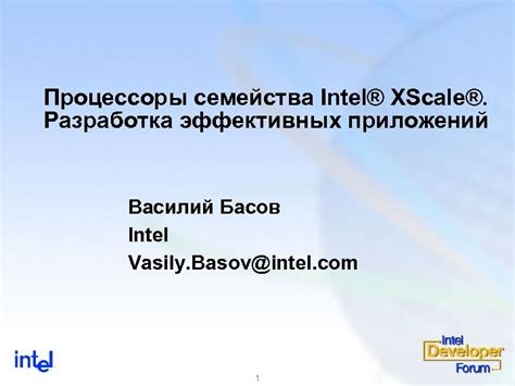 Процессоры семейства Intel Xscale Разработка эффективных приложений Василий