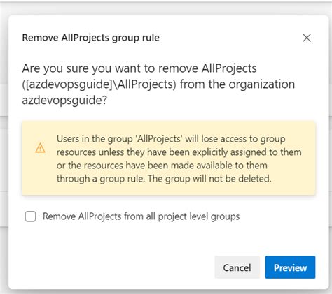 Deleting A Group Rule Azuredevops Guide