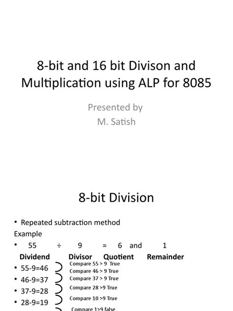8 Bit And 16 Bit Divison And Multiplication Pdf Technology