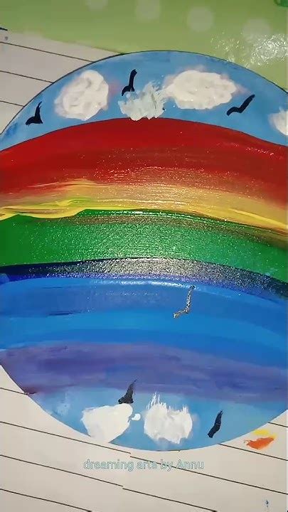 Beautiful Rainbow 🌈painting On Circleartsshorts Rainbowpainting