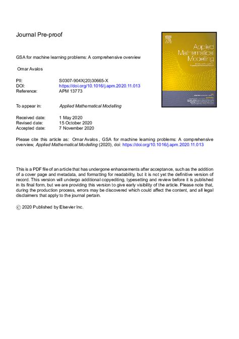 Pdf Gsa For Machine Learning Problems A Comprehensive Overview