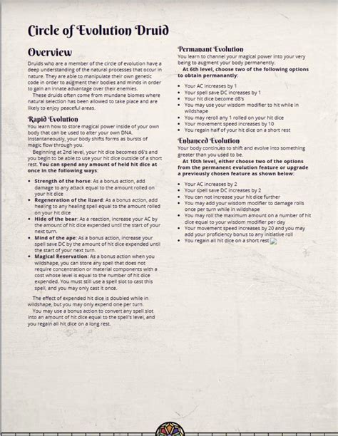 Started A Resource Based Druid Subclass Would Love To Hear Thoughts