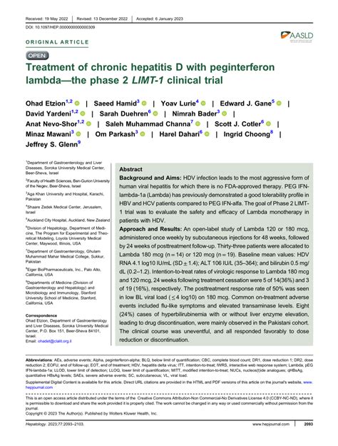 Pdf Treatment Of Chronic Hepatitis D With Peginterferon Lambda The