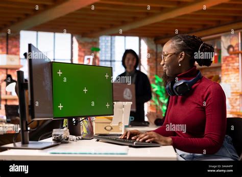 Isolated Screen Pc Used By Ai Software Developer Working With Artificial Intelligence Technology