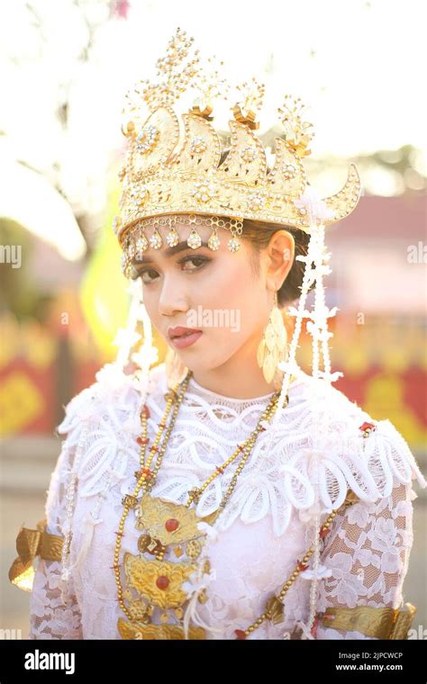 Beautiful Portrait Young Asian Woman Wearing Traditional Indonesian