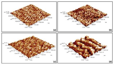 3d Topography Of Surface Roughness A G11 B G15 C G21 And D G25