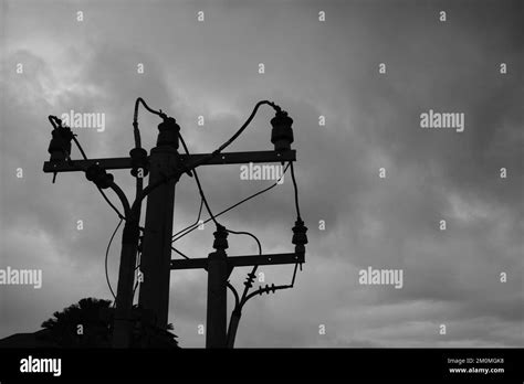 Black And White Photo Monochrome Photo Of A Power Pole In The