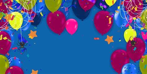 풍선과 색종이 조각과 리본 생일 축하 배너 생일 축하 카드 배너 템플릿 배경 3차원 형태에 대한 스톡 벡터 아트 및 기타 이미지