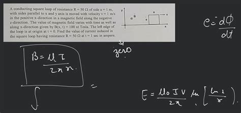 A conducting square loop of resistance R Ω of side a m with sides pa