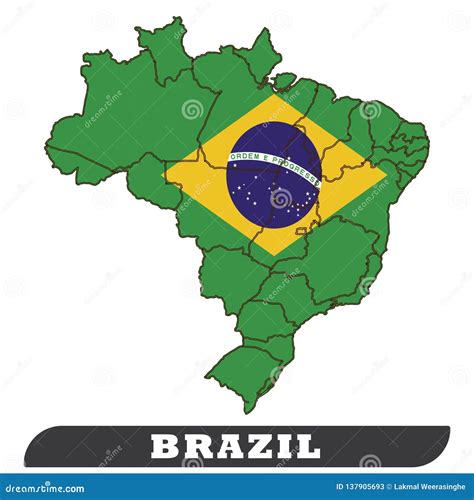 Brazil Map And Brazil Flag Brazil Flag Use To Background Vector Stock