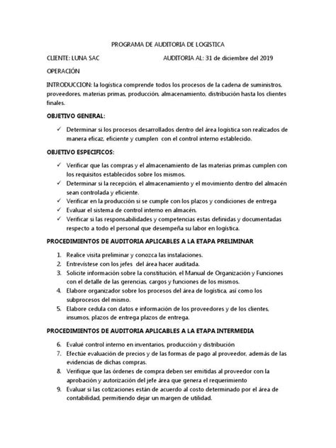Auditoría Logística Tutorial Completa Con Ejemplo Auditoría Group