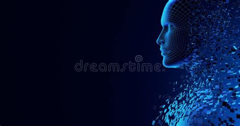 Digital Transformation Ai Artificial Intelligence In Human Face Head Stock Illustration