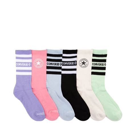 Womens Converse Spring Crew Socks 6 Pack Multicolor Journeys