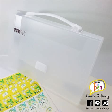 The Pen กระเป๋าเอกสาร Pvc ขาวขุ่น ขนาด A4 มีหูหิ้ว