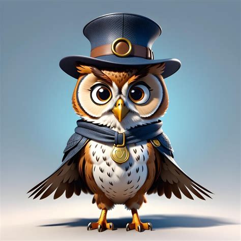 Premium Ai Image Detective Owl In The Hat Of A Police Officer