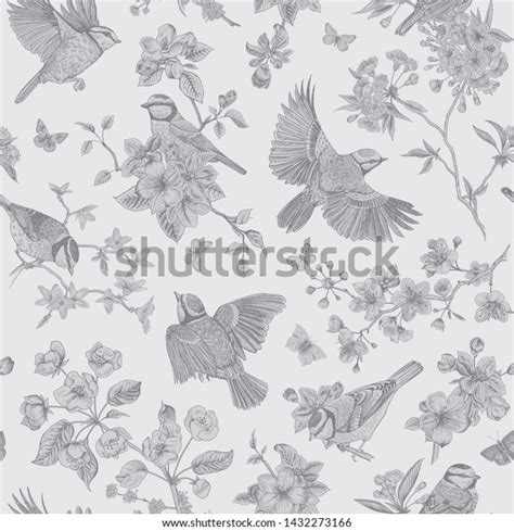 Seamless Pattern Classis Vintage Illustration Blossom Stock Vector