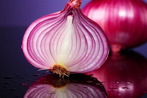 Sliced Red Onion Exhibits Translucent Layers On A Pink Purple