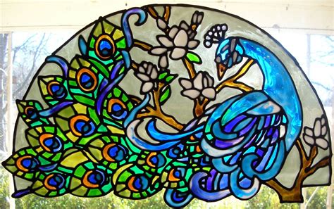 Peacock Stained Glass Window Cling 1325 X 8 Etsy