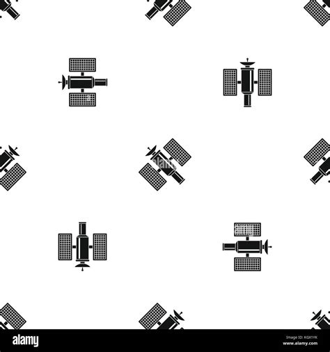Space Satellite Pattern Seamless Black Stock Vector Image And Art Alamy