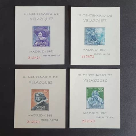 4 HOJAS SELLOS España 1961 Iii Centenario De Velazquez Edifil Nº