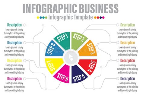 8 Steps Modern Circle Timeline Diagram With Planning Year Workflow And Circles Presentation