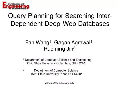 Ppt Query Planning For Searching Inter Dependent Deep Web Databases