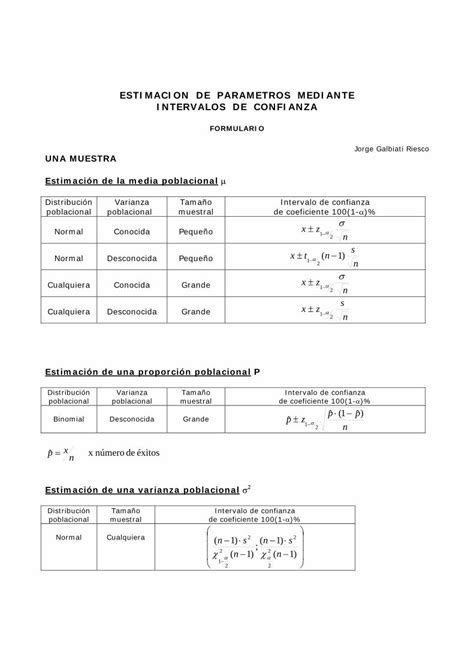 Pdf Estimacion De Parametros Mediante Intervalos De Confianza