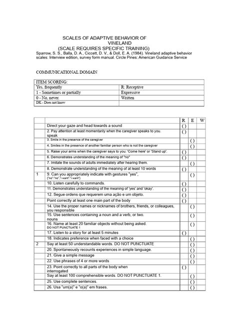 Adaptive Behavior Scales Pdf Word Sentence Linguistics