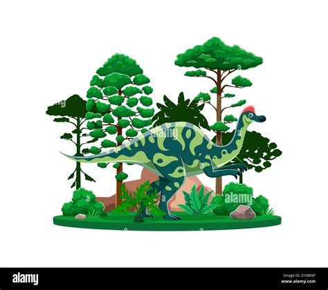 Hypacrosaurus Prehistoric Dinosaur Standing In A Lush Dense Forest