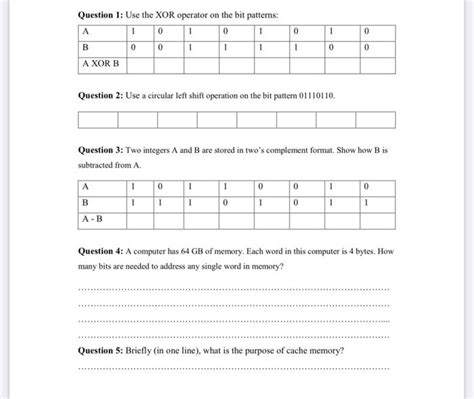 Solved Question 1 Use The Xor Operator On The Bit Patterns