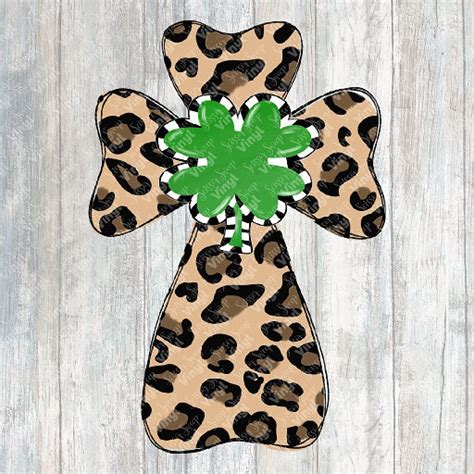 0103 Leopard Shamrock Cross — Scissor Sweep Vinyl Llc